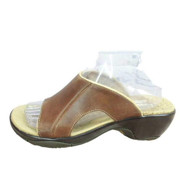 L.L. Bean | Shoes | Ll Bean Brown Leather Slip On Comfort Open Toe ...